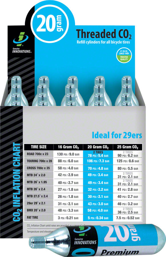 Genuine Innovations 20gram Threaded CO2 Cartridges | Cyclerie